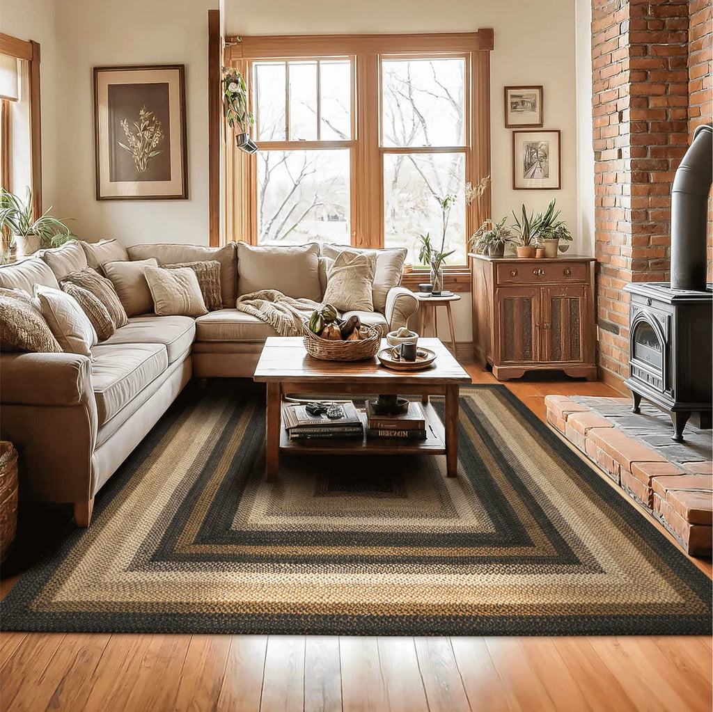 Black Braided Jute Rug - Durable Area Rugs - Living Room Rug - Entryway ...