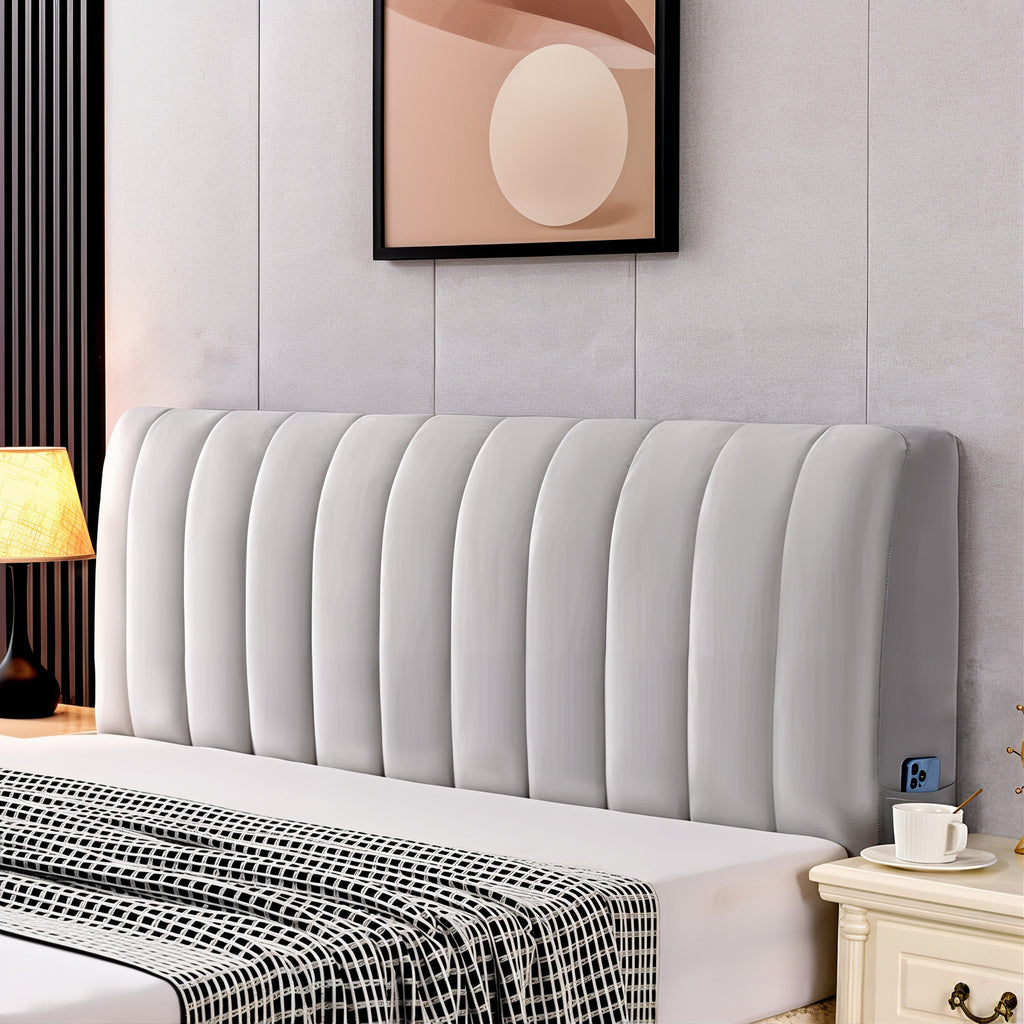 Premium Padded Headboard Cover - Elastic Slip On Headboard Cover For ...