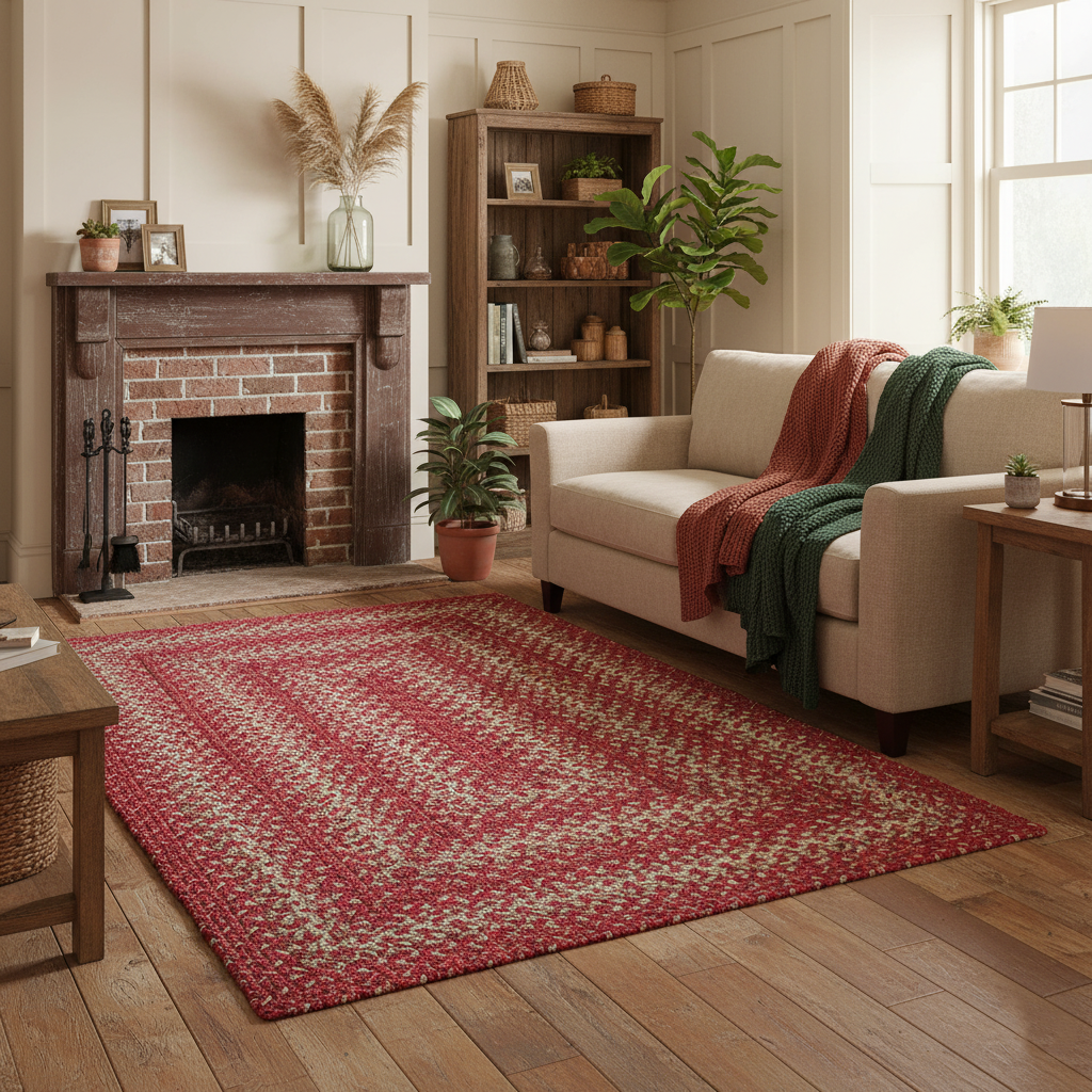 Red Braided Jute Rug - Durable Area Rugs - Living Room Rug - Entryway ...