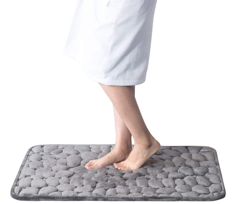 Non Slip Memory Foam Bathmat - Stone Bath Mat - Bathroom Rugs - Large ...